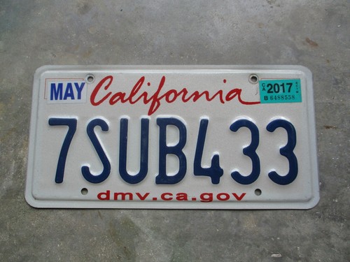 California 2017 license plate # 7SUB 433 | eBay