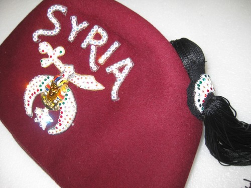 VTG SHRINERS SYRIA FREEMASONRY MASONIC FEZ HAT JEWEL TASSLE TURIN FLA 7 ...