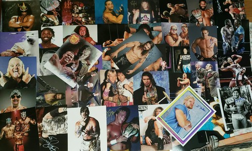 40 signed wrestling 8x10 photos, rvd, raven dudley boys + , wwe, wcw ...