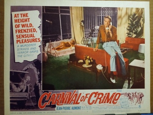Lobby Card 1964 CARNIVAL OF CRIME kidnapped blonde couch Brazil murder ...