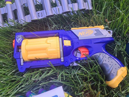 Vintage Nerf Gun Maverick REV 6 Blaster in Blue, Blue Maverick Rev-6 ...