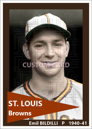 Emil Bildilli - c. 1940-41 St. Louis Browns - 2.5 x 3.5 custom card ...