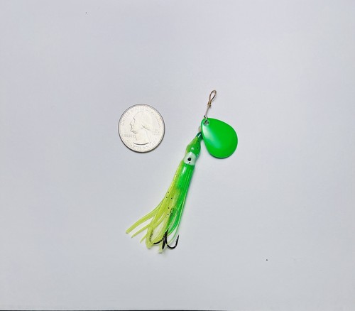 #2 Green and Yellow Squid Spinnerbait Lure 1/8 oz "3 1/4 inches" Trout ...