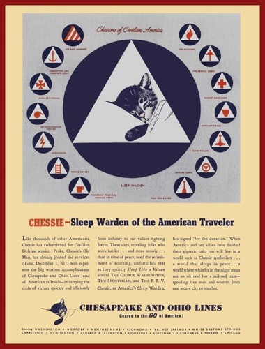 1941 Chesapeake & OhiO Railroad Civil Defense NEW METAL SIGN: 12x16 ...