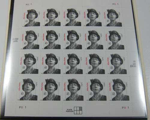 USPS 2003 Distinguished Americans Series 20 Stamp Pane 83c Edna Ferber ...
