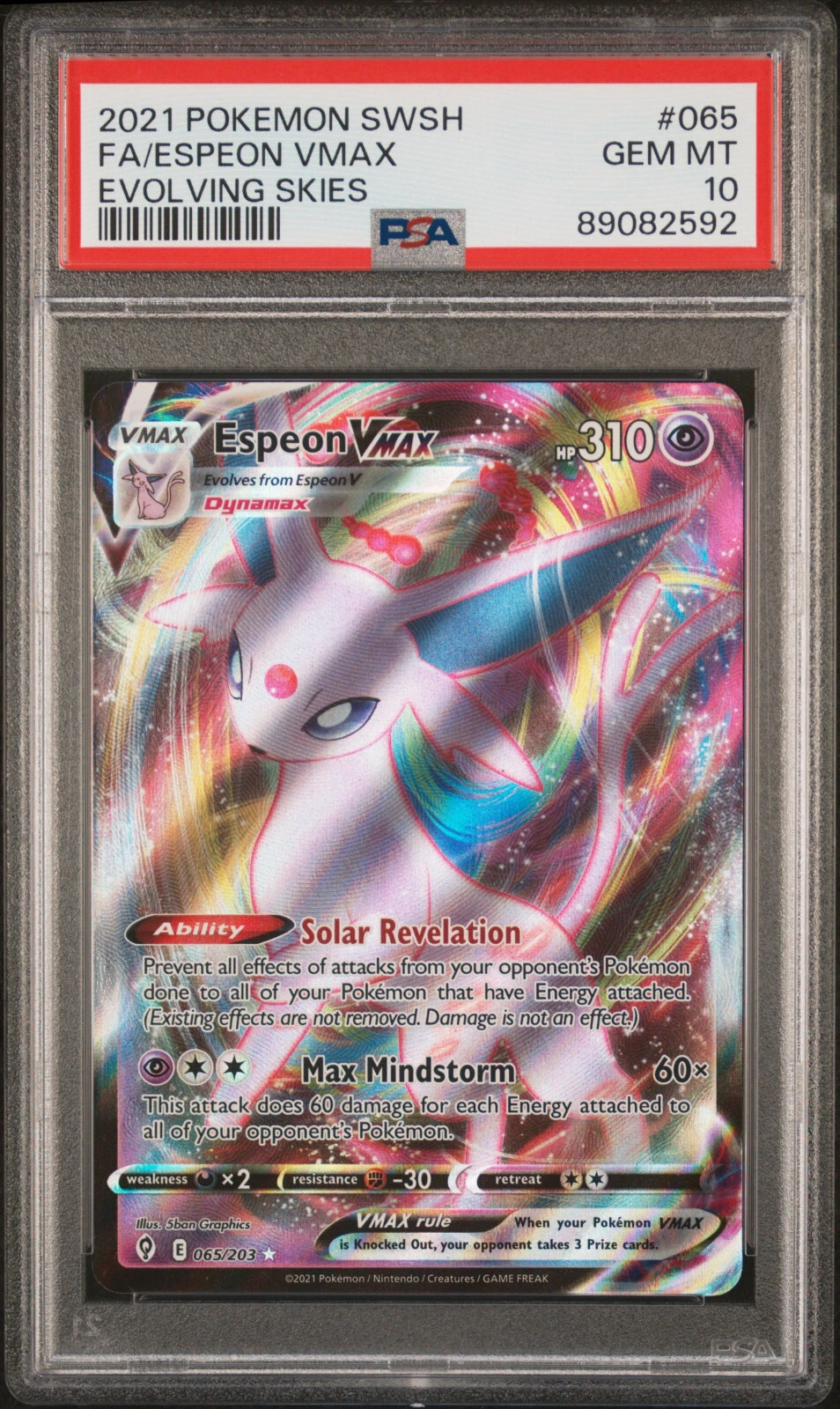 Espeon VMAX 2021 Sword & Shield: Evolving Skies #065/203 Holo PSA 10 ...