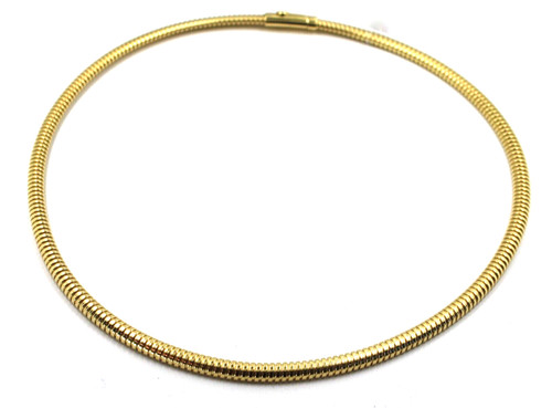 18k yellow gold omega gas pipe rounded 5mm half tube spiral chain ...