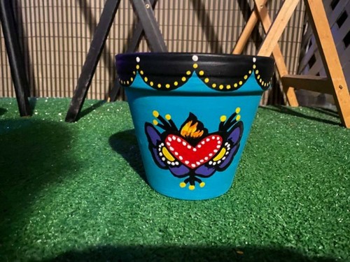 8 inch Made To Order Hand Painted SACRED HEART Terra Cotta Clay Pot NEW ...