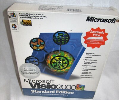 Microsoft MS Visio 2000 Standard Version New Retail Sealed Box
