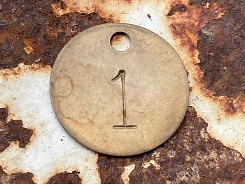 Number 1 Tag Brass Metal Vintage Numbered Keychain Stamped Coal Mining ...