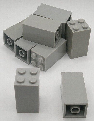 Lot of 9 Grey / Light Grey LEGO 2x2x3 Rectangular Tall Pillar Bricks ...