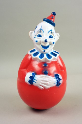 Vintage Roly Poly Wobble Clown Jingle Toy 1950s Creepy Clown Circus ...