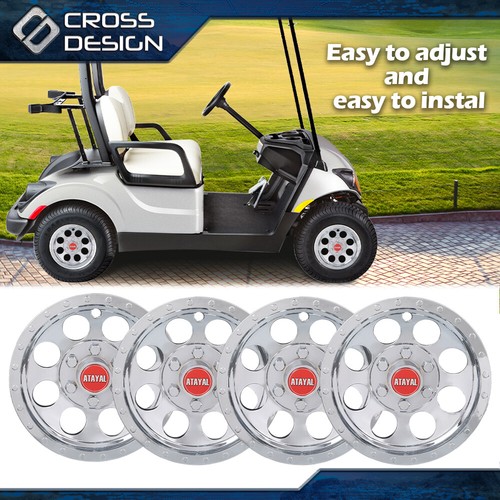 4PCS 10" Golf Cart Wheel Cover Hub Caps Silver Fit For EZGO Club Car ...