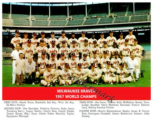 MLB 1957 World Champion Milwaukee Braves Team Picture with Names 8 X 10 ...