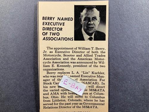 1966 Article. William T. Berry Jr. Executive Director Motorcycle ...