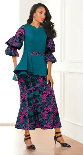 Size 8 Ashro Purple Teal Formal Wedding Church Party Avery Skirt Suit ...