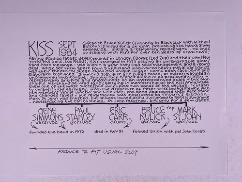 KISS Sept 1984 Pete Frame Rock Family Tree Twig From The Pete Frame ...
