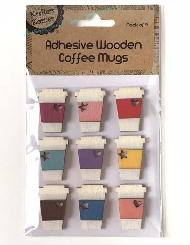 PACK OF SELF ADHESIVE MINI WOODEN COFFEE CUPS / CHIPBOARD ACCENT (FREE ...