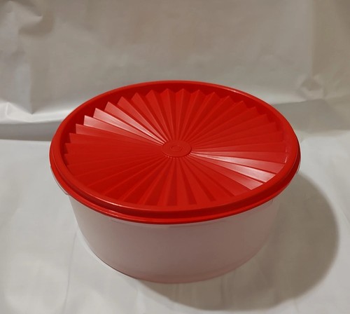 Tupperware Servalier Stacking Cookie Canister One Touch 7.5 Cups RED ...