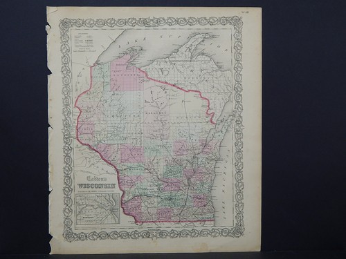Colton's Maps 1855 Authentic Wisconsin R8#14 | eBay