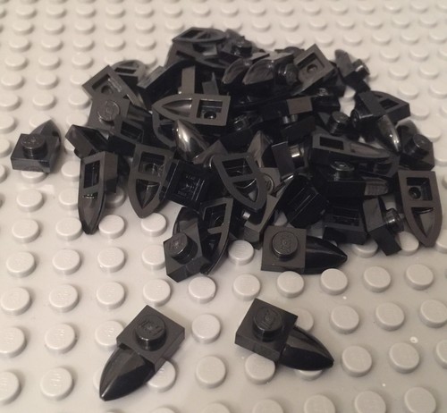 Lego 50 Pieces Black Plate 1x1 Modified With Tooth Horizontal Bulk ...