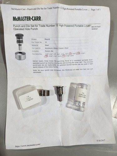 1/4" High-Powered Portable Lever-Operated Hole Punches 3434A21 | eBay