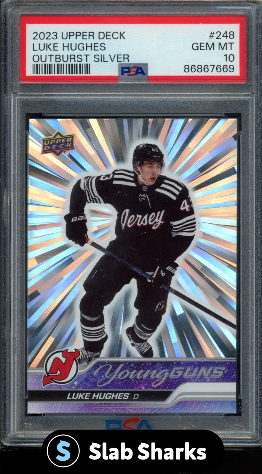 Luke Hughes 2023 Upper Deck #248 Young Guns - Outburst Silver Price ...