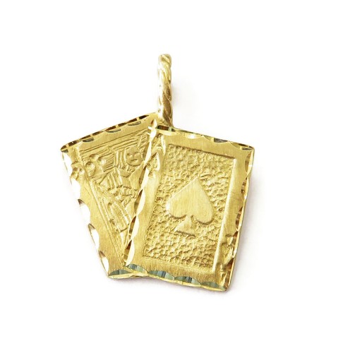 14K Yellow Gold Ace Playing Cards Charm Necklace Pendant ~ 4.7 g | eBay