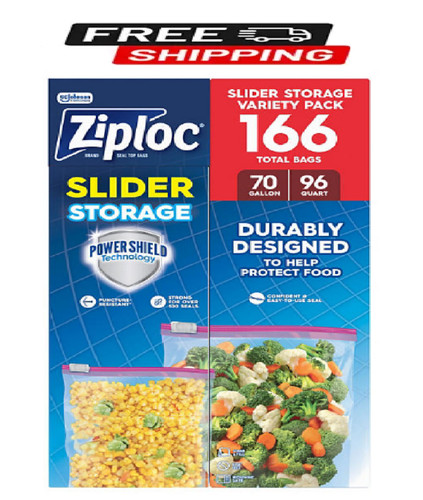 Ziploc Slider Storage Bags Variety Pack, Quart 96 ct., Gallon 70 ct. | eBay