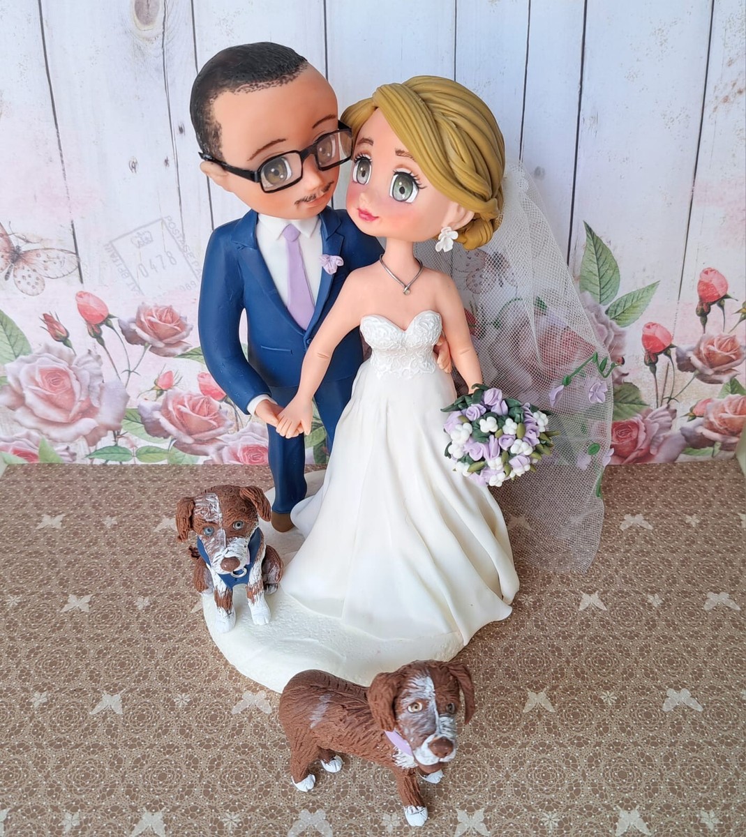 Near Me Wedding Cake Topper Pink Clay Couple Wedding Clay Doll Ring ...
