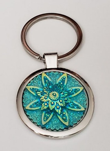 CRYSTAL FLOWER Key Ring Keychain Key Ring NEW great gift! Turquoise ...