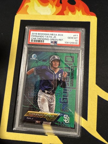 2018 Bowman Mega Box Chrome Fernando Tatis Green Refractor /99 PSA 10 ...