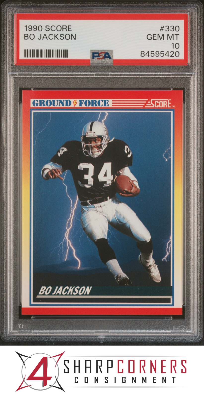 Bo Jackson 1990 Score #330 Base (Ground Force) PSA 10 Price Guide ...