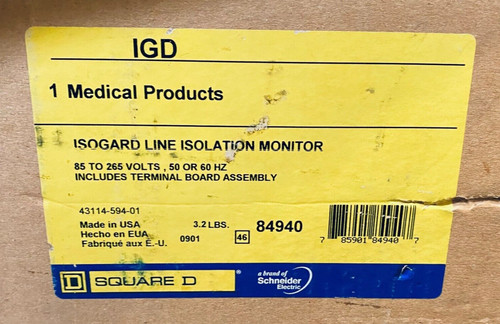 SQUARE D IGD ISOGARD LINE ISOLATION MONITOR 85-265V 50/60HZ INCLUDES ...