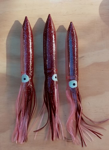 5 PACK 12" SHELL SQUIDS FOR SPREADER BARS TEASERS - NATURAL BROWN PINK ...
