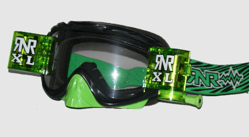 Rip N Roll Hybrid XL Roll-Off Goggles MX ATV - Black / Green | eBay UK