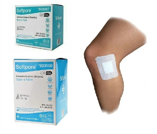 6cm x 7cm - Softpore Adhesive Sterile Wound Dressings - Cuts Burns ...