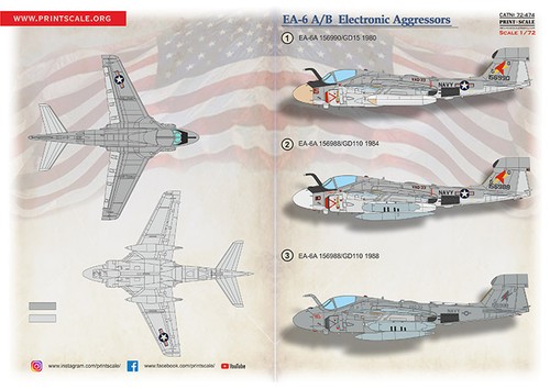 Print Scale Decals 1/72 GRUMMAN EA-6A/B PROWLER ELECTRONIC AGGRESSORS ...