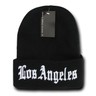 Black & Gold Los Angeles LA Embroidery 12" Long Cuffed Vintage Beanie ...
