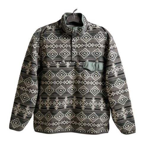 Southern Grit Men's Gray Snap Neck Fleece Pullover Sweater Size L Aztec ...