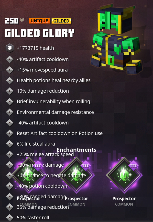 Minecraft Dungeons - Armor Unique Gilded Perfect Xbox/PS4/Switch/PC | eBay