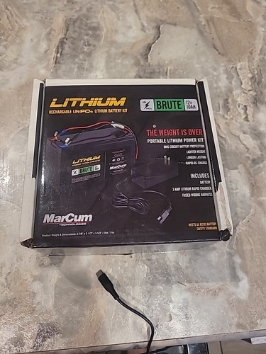 Marcum Lithium BRUTE 12V 10aH LiFePO4 Battery and Charger Kit FREE ...