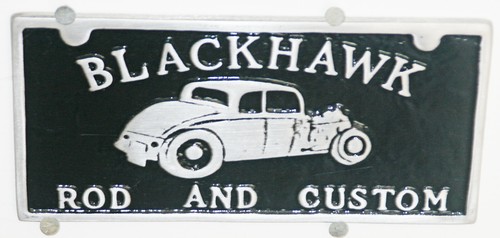CAR CLUB PLAQUE SIGN BADGE BLACKHAWK ROD AND CUSTOM DANVILLE BAY AREA ...