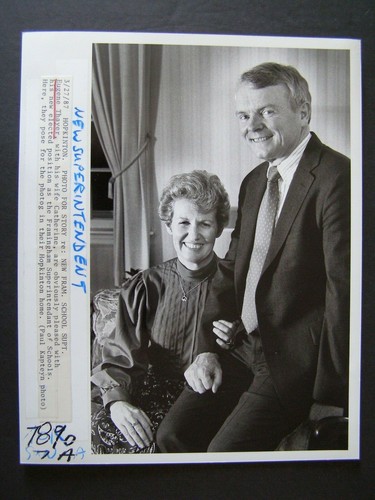 Glossy Press Photo Framingham Super of Schools Eugene Thayer & Wife ...