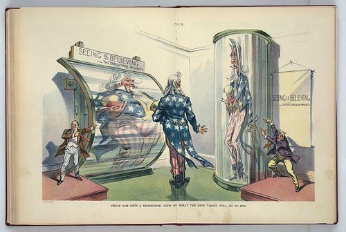 Photo of Puck,Uncle Sam gets a reassuring view,new tariff,1913,Keppler ...