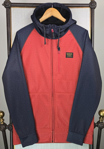 BURTON Size Large Mens Softshell Full Zip Bonded Fleece Hoodie Rust Red ...