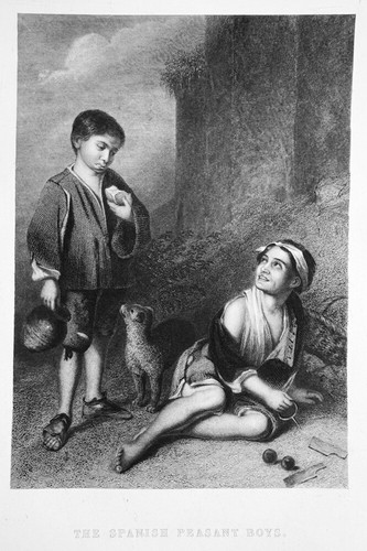 POOR STREET KIDS SPANISH PEASANT BOYS DOG ~ Old 1846 Murillo Art Print ...