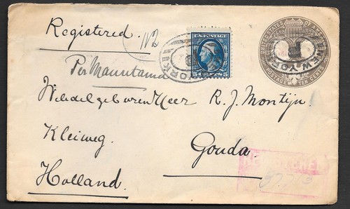 United States covers 1912 uprated R-Shipcover per MAURITANIA to Gouda ...