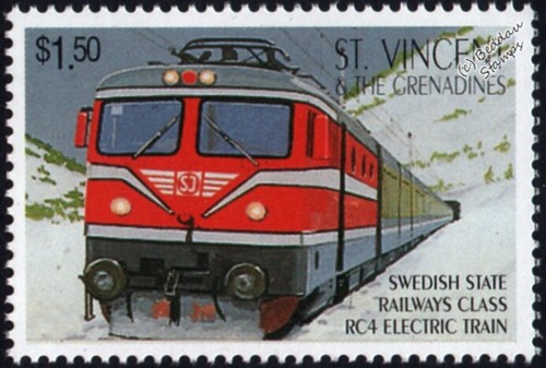Swedish Railways (SJ) Class Rc / Rc4 Electric Train Locomotive Stamp ...