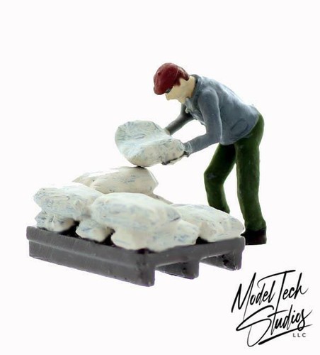 O scale Figure Sack Stacking Worker with Sacks Set comes Painted 1/48 ...